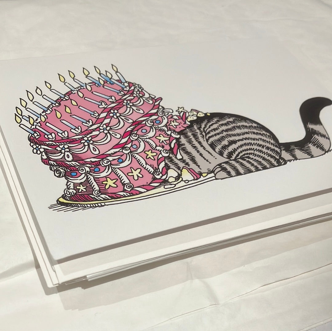 Card - G1003 Kliban Cat in Birthday Cake – The Cartoon Museum